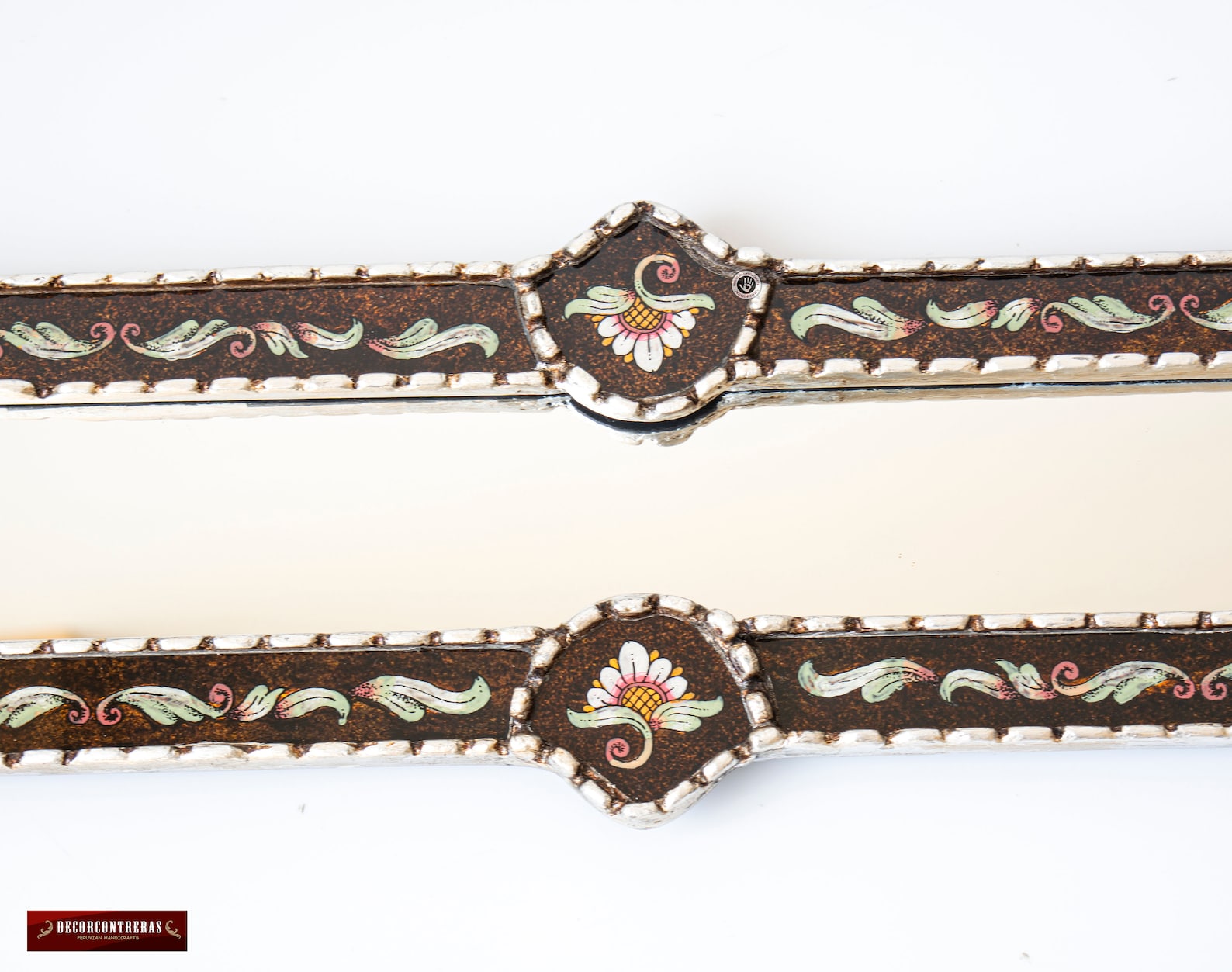 Long Silver Black Narrow Wall Mirror 35.4 Tall Peruvian | Etsy