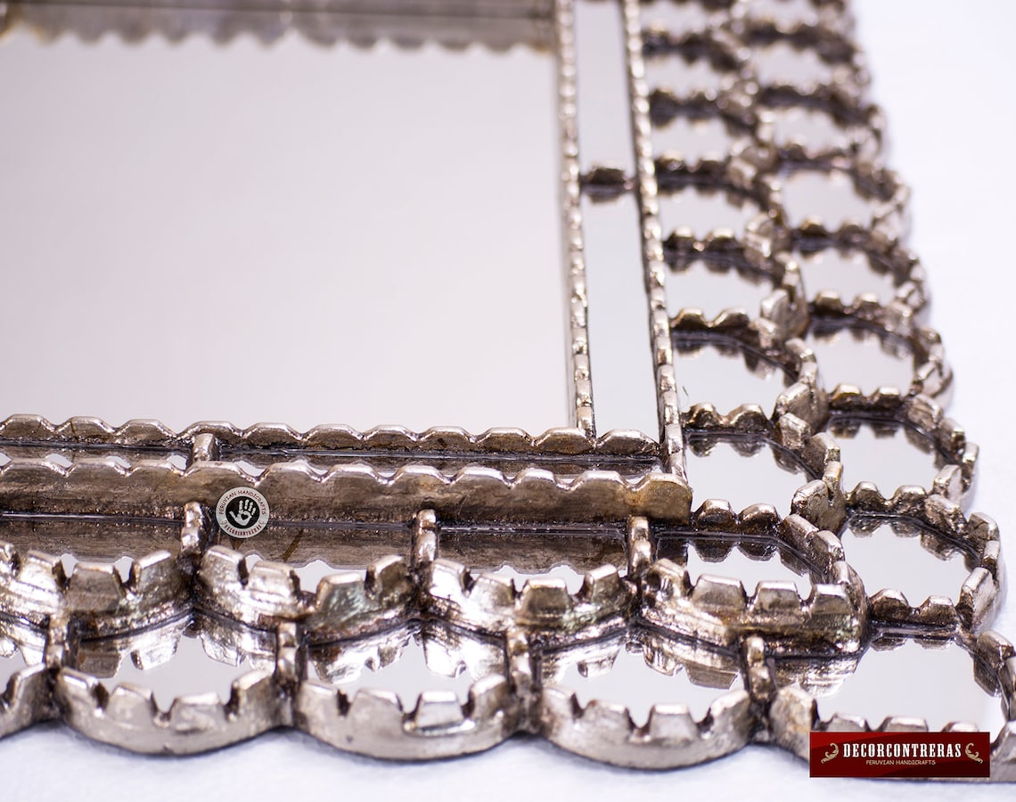 Silver Rectangle Wall Mirror Decorative 23.6x17.7in - Etsy