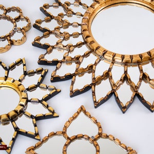 Collection Gold Round Mirror Set 4, Accent Wall Sunflower Mirror Set ...