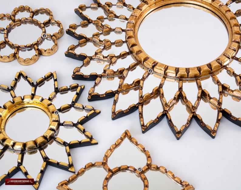 Collection Gold Round Mirror Set 4 Accent Wall Sunflower - Etsy