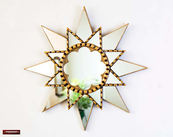 Gold Round Sunburst Mirror 17.7 Peruvian Accent Wall | Etsy