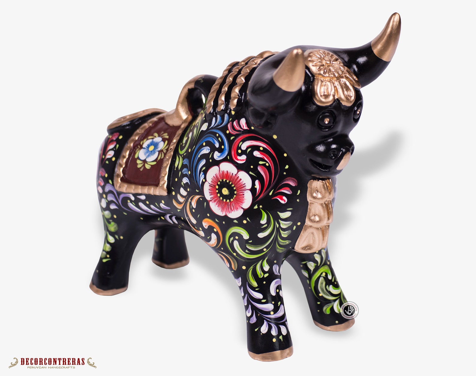 Hand-painted Pucara Bull 8.5" Tall in Ceramic, Peruvian Sculpture ...
