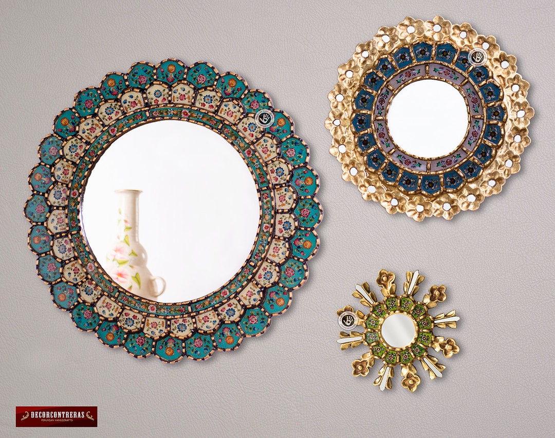 Round Mirror for Wall Decor Set 3 "andean Sky", Vanity Sunburst Mirrors ...