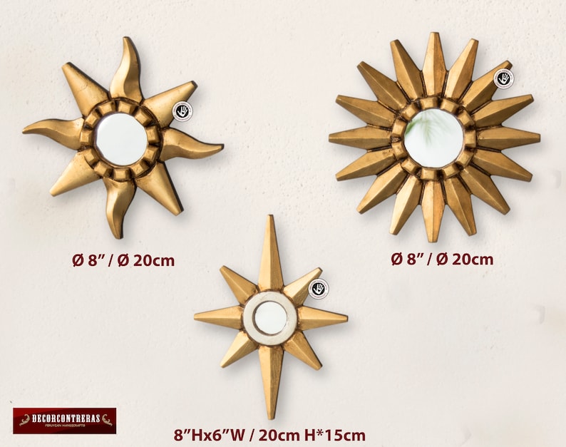 Small Gold Sunburst Mirror Set 3 golden Stars - Etsy