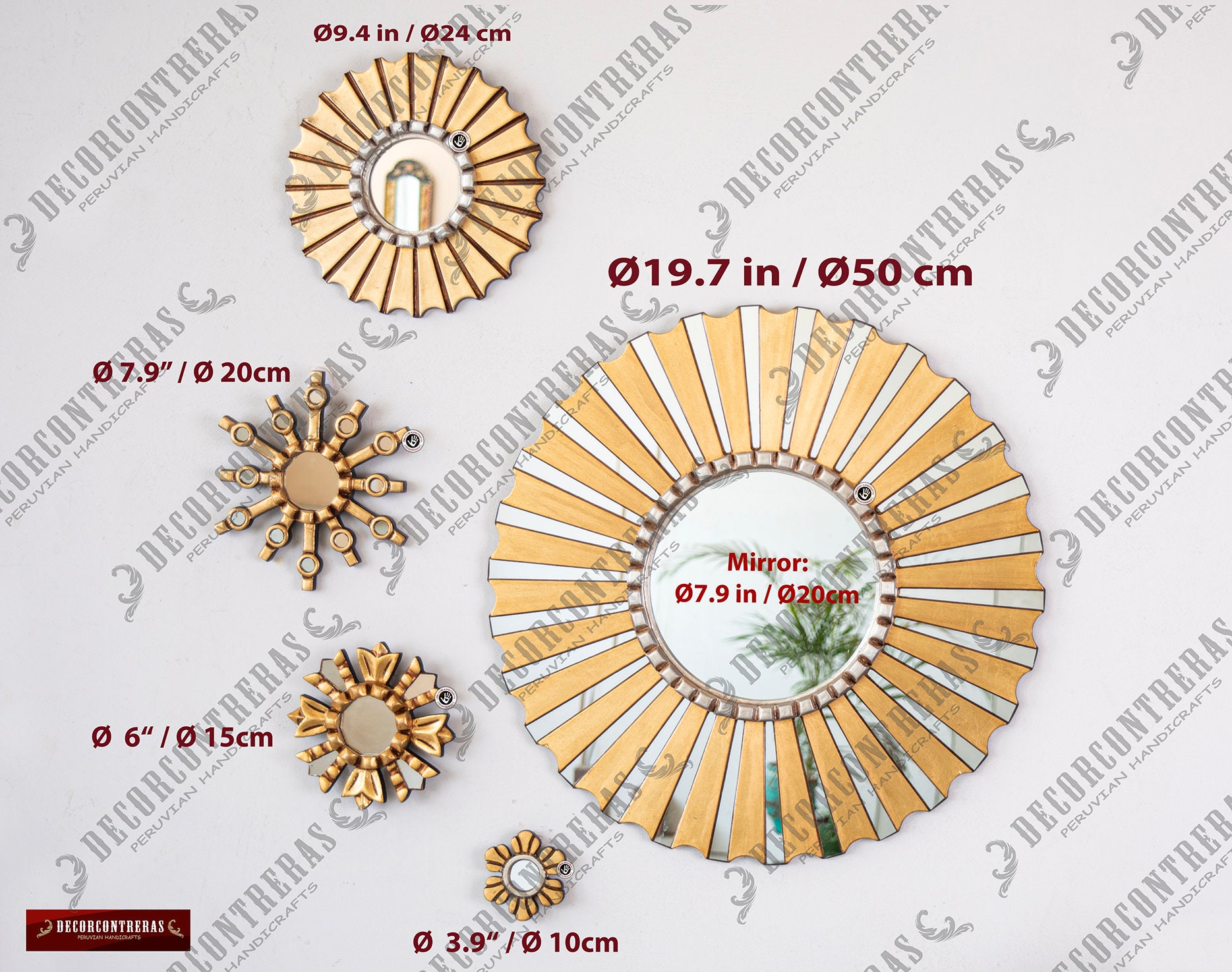 Collection Gold Wall Round Mirror Set 5 Accent Golden | Etsy