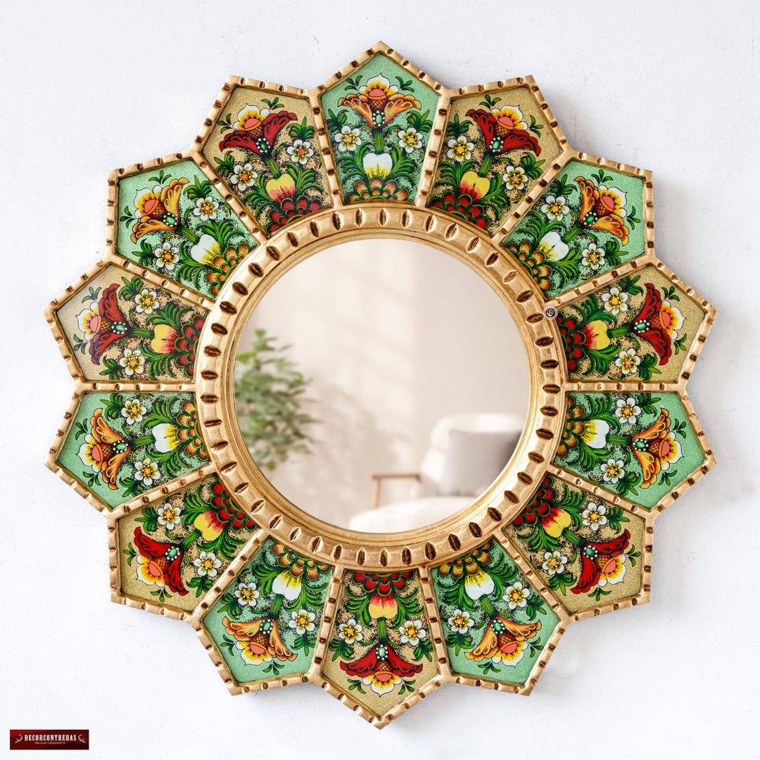 Decorative Round Mirror 23.6" for Wall Home Decor | Peruvian Hand ...