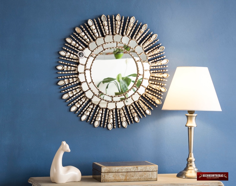 Peruvian Silver Sunburst Mirror 23.6 Hand Carved Wood - Etsy