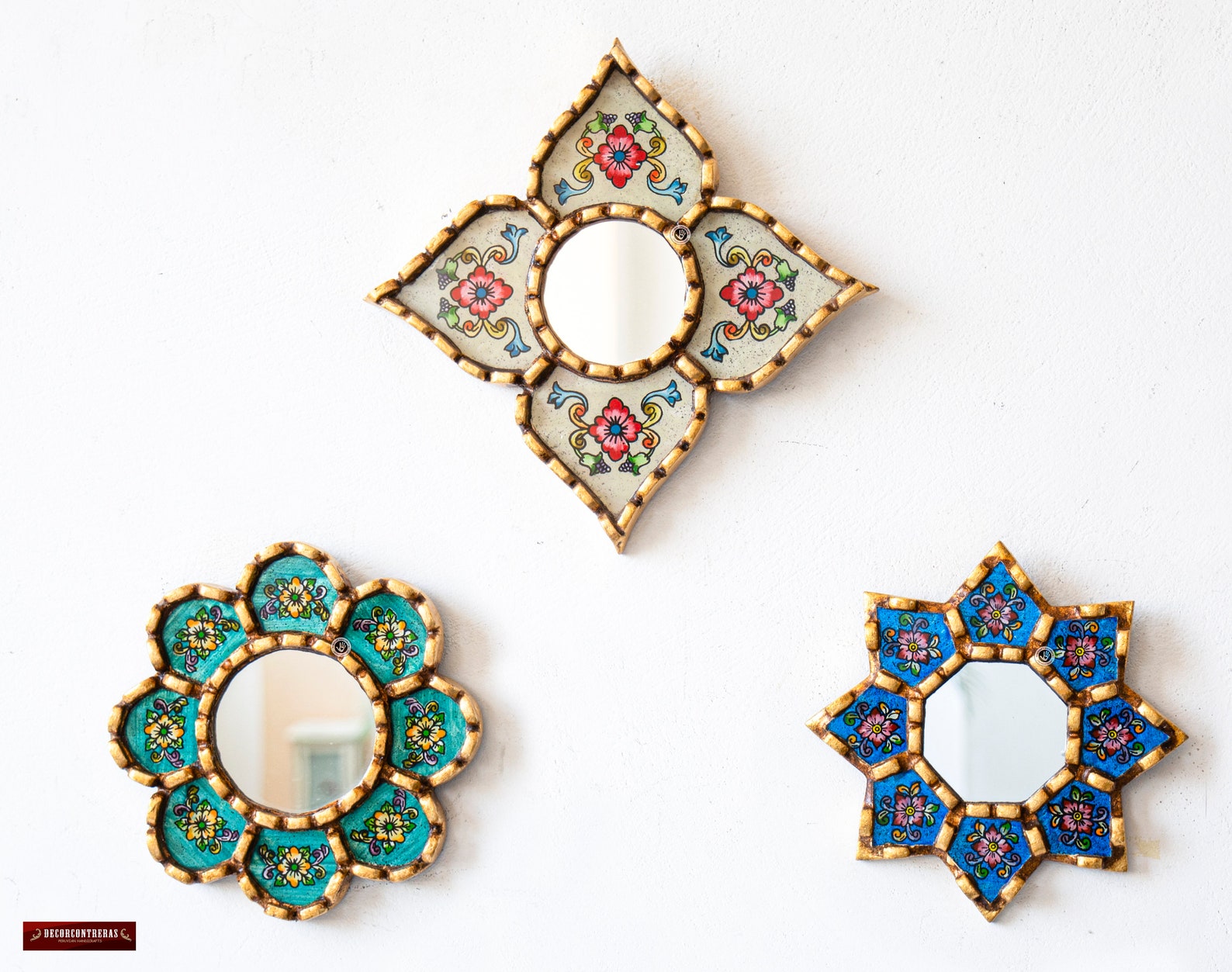 Small Accent Wall Mirror Set 3 Decorative Colorful Mirror of - Etsy