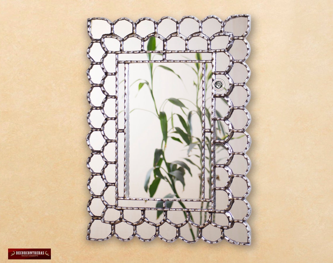 Silver Rectangle Wall Mirror Decorative 23.6x17.7in - Etsy