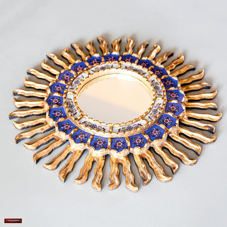 Handmade Gold Sunburst Mirror Wall Decor | Peruvian Round Mirror ...