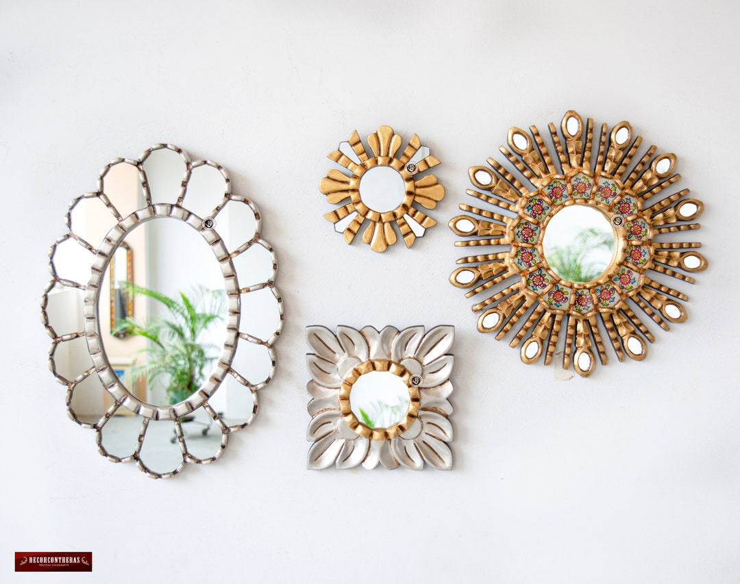 Accent Silver Oval, Sunburst, Square Mirror Set 4 for Wall Holiday ...