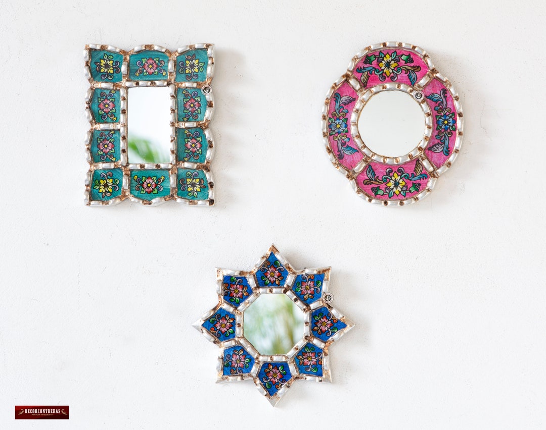 Small Accent Wall Mirror Set 3, Decorative Silver Mirror of 6in for ...