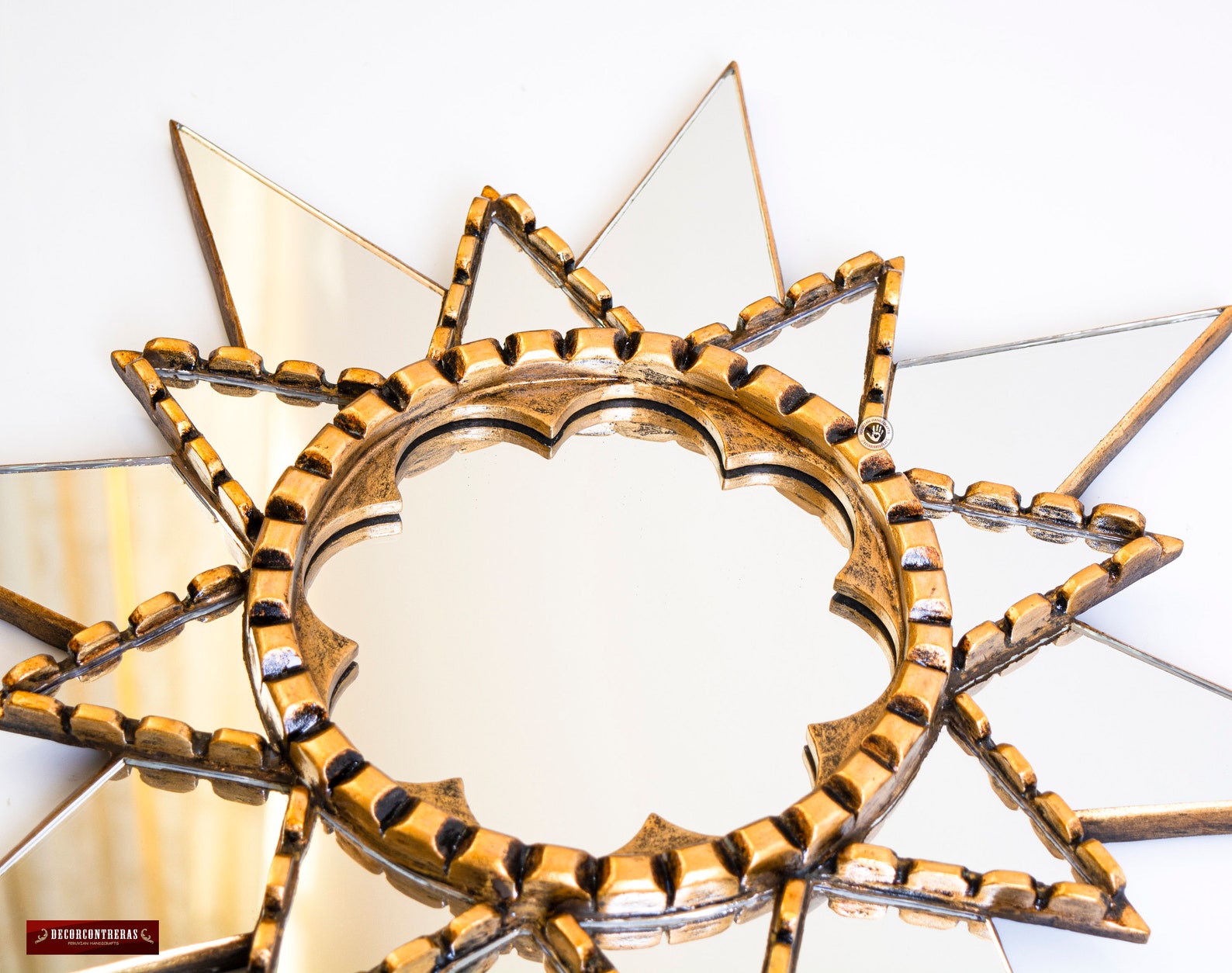 Gold Round Sunburst Mirror 17.7 Peruvian Accent Wall | Etsy