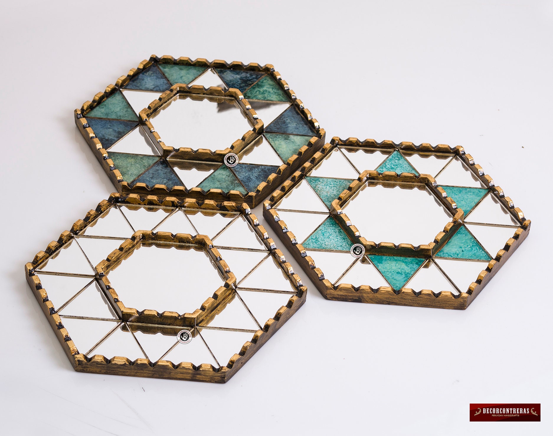 Handmade Star of David Wall Mirror Set 3 Painted Glass Star - Etsy