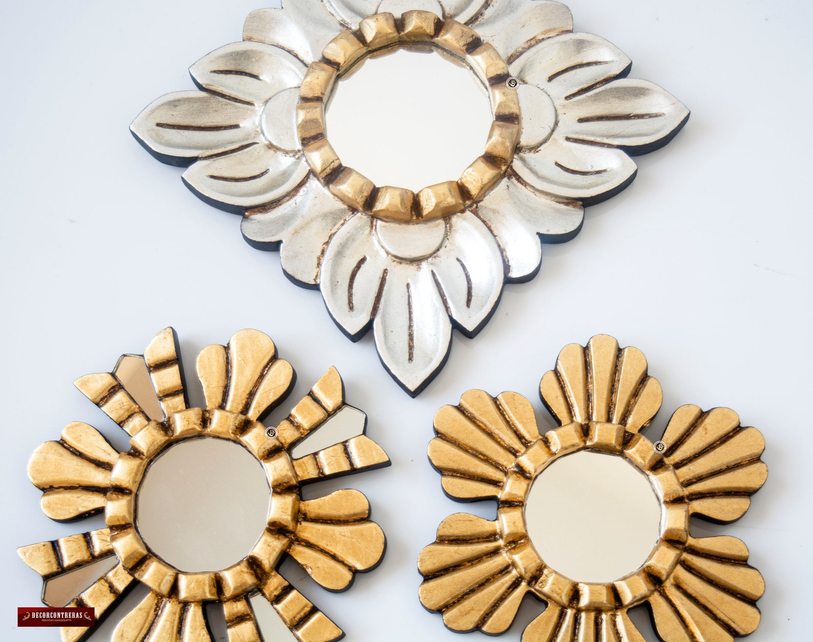 Small Sunburst Mirror Set 3 Starburst Gold & Silver Accent - Etsy