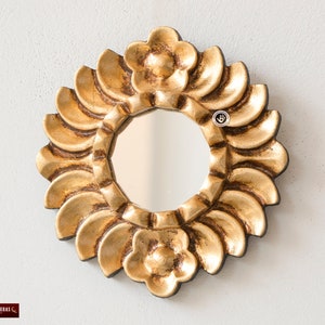 Small Sunburst Mirror Set 6 "gold Sun", Handmade Round Mirror Wall 6"d ...