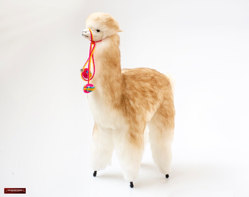 Peruvian Alpaca Stuffed Animal Plushies 12.6" Tall, Brown Fur Alpaca ...