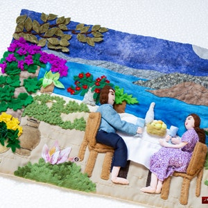 Artisan Crafted Romantic Arpillera Wall Hanging 10"x17.7" From Peru ...