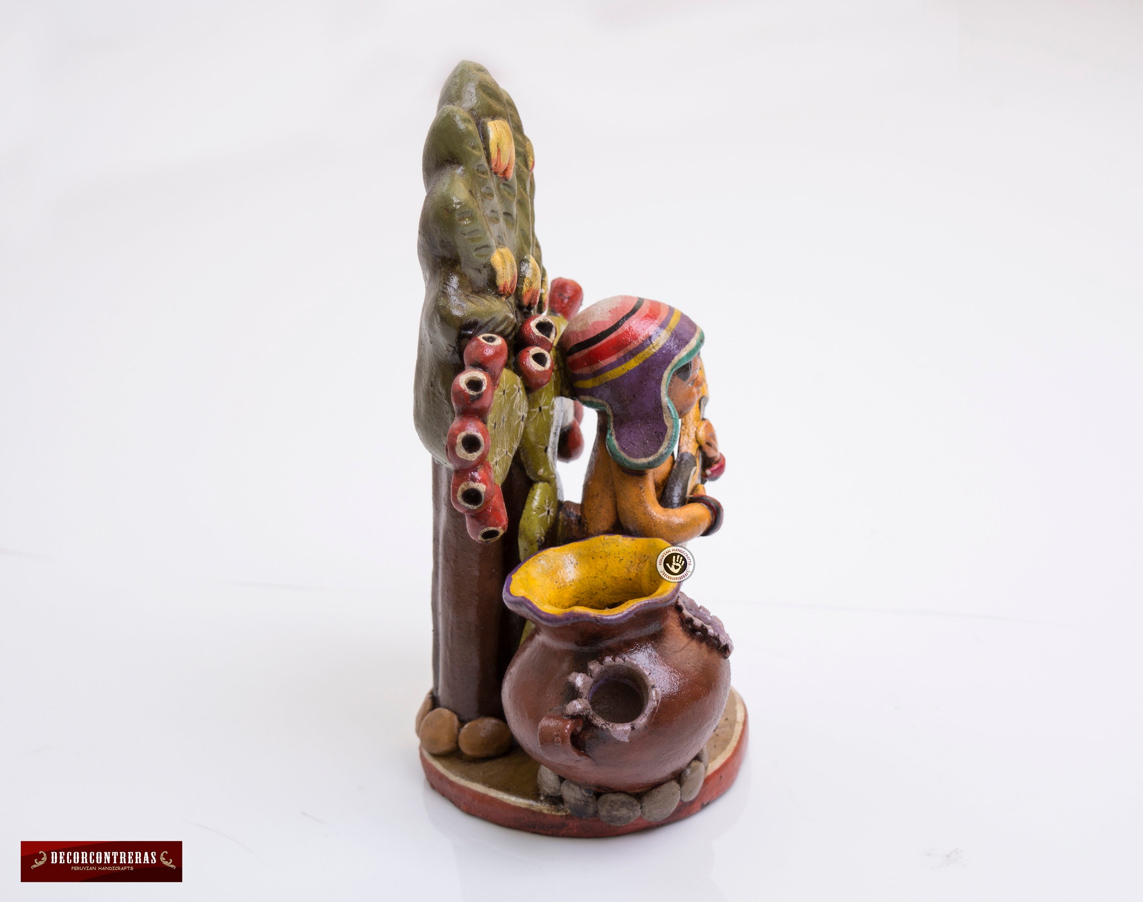 Hand Painted Pottery Sculpture "andean Music" From Peru, Folk Art ...