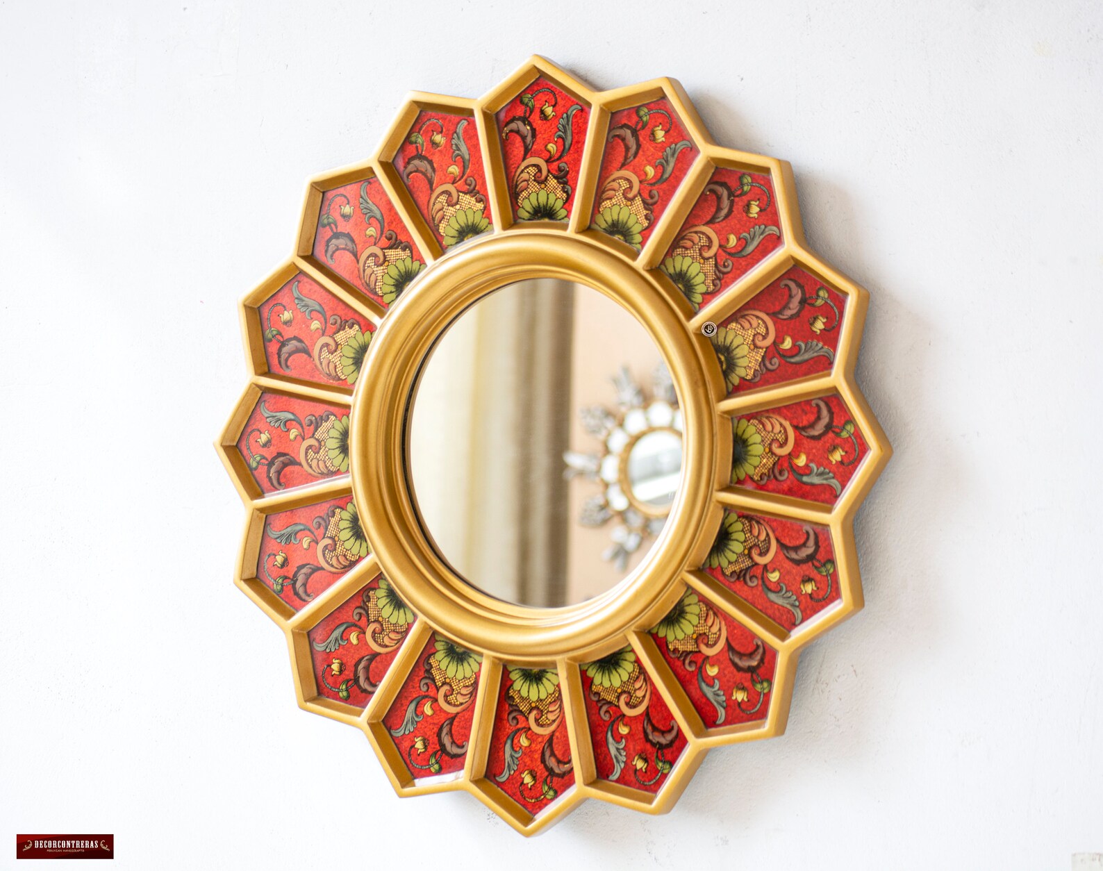 Decorative Red Round Mirror 18.5 for Wall Home Decor - Etsy