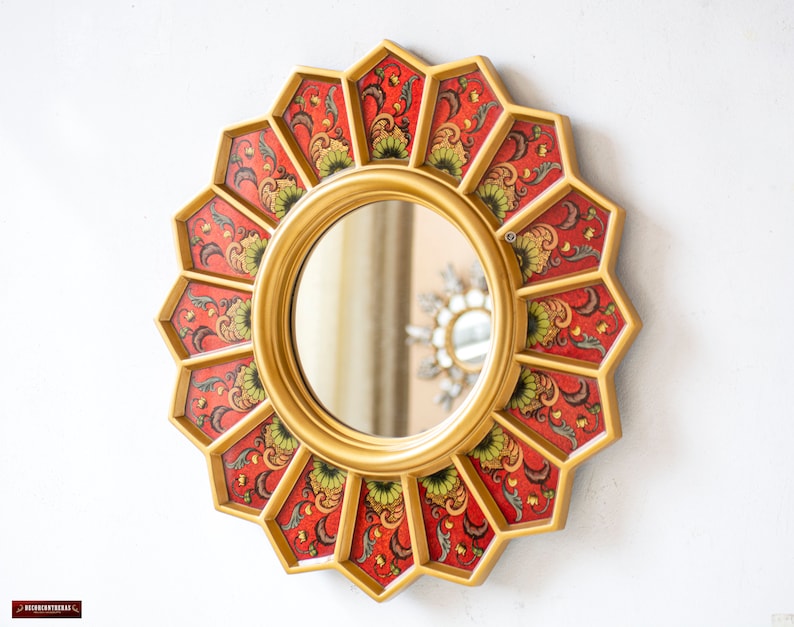 Decorative Red Round Mirror 18.5 for Wall Home Decor - Etsy