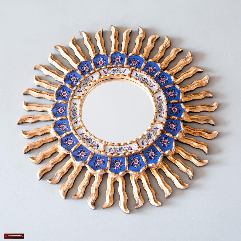 Handmade Gold Sunburst Mirror Wall Decor | Peruvian Round Mirror ...