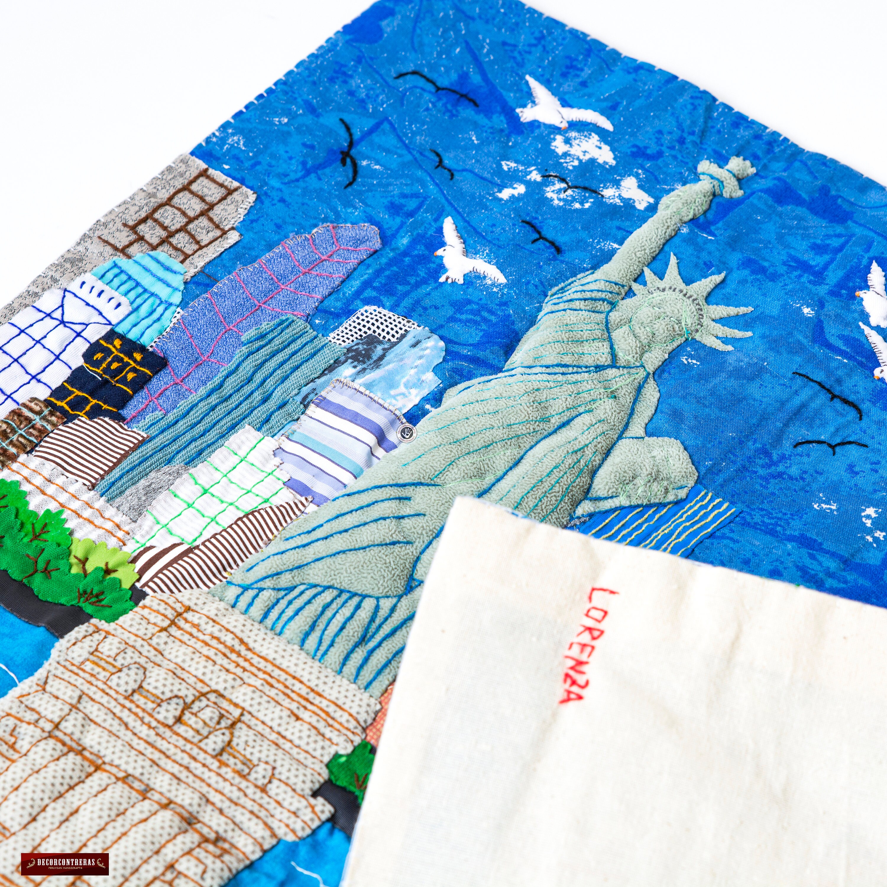 Handmade Statue Liberty Theme Patchwork Wall Hanging | Embroidered ...
