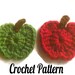 Crochet Apple Pattern, Apple Applique Design, Teacher Appreciation ...