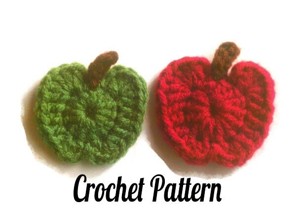 Crochet apple pattern apple applique design teacher | Etsy