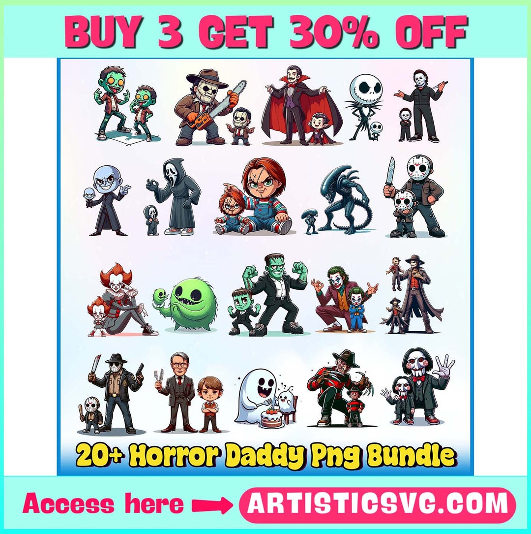 Father's Day PNG Bundle, Horror Characters PNG, Dad Life Shirt, Daddy ...