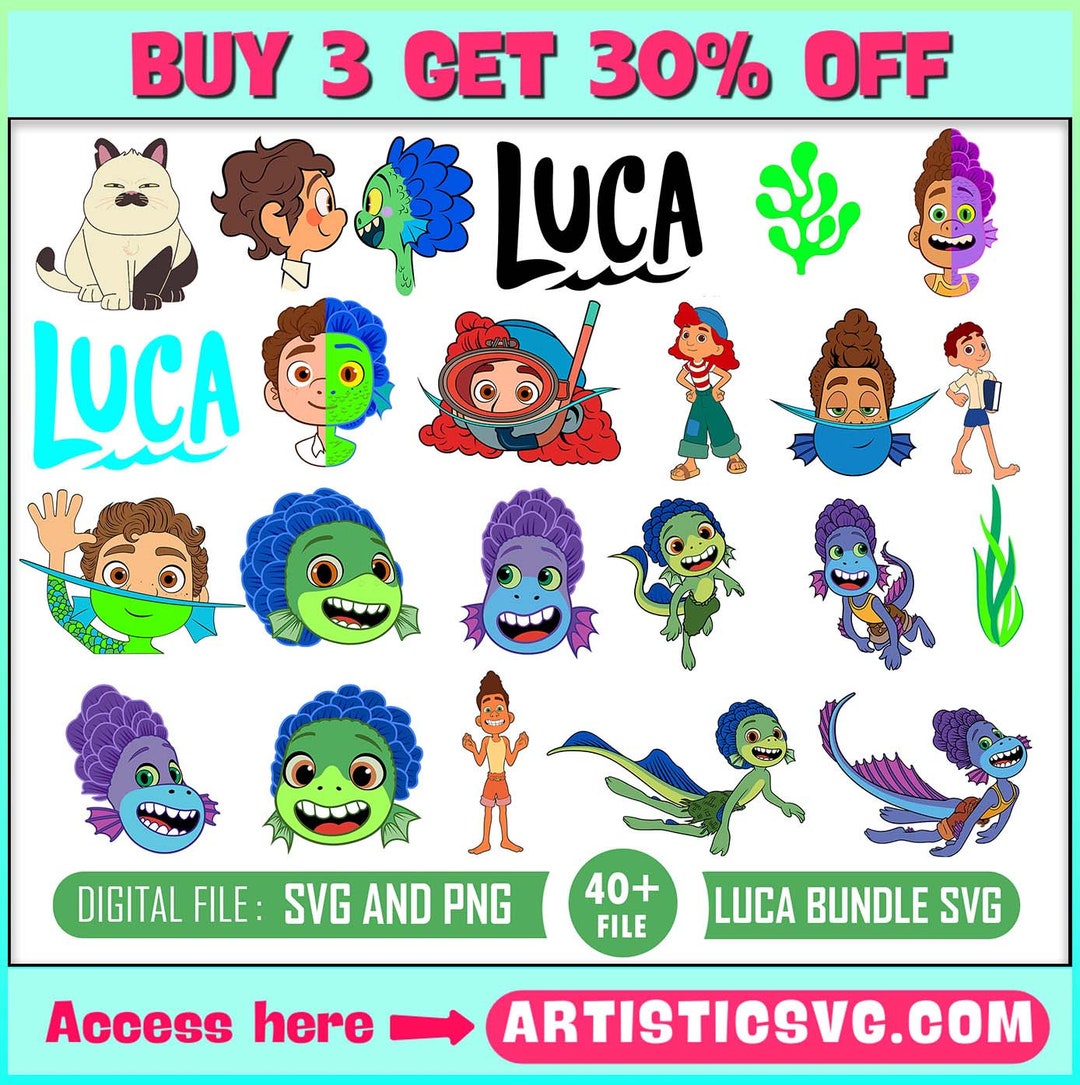 Luca SVG, Luca PNG, Luca Clipart Bundle, Luca Cricut Shirt, Luca Cake ...