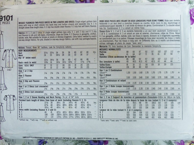 Vintage 1989 Simplicity 9101 LACE Gown Pattern Sz 16-22 UNCUT - Etsy
