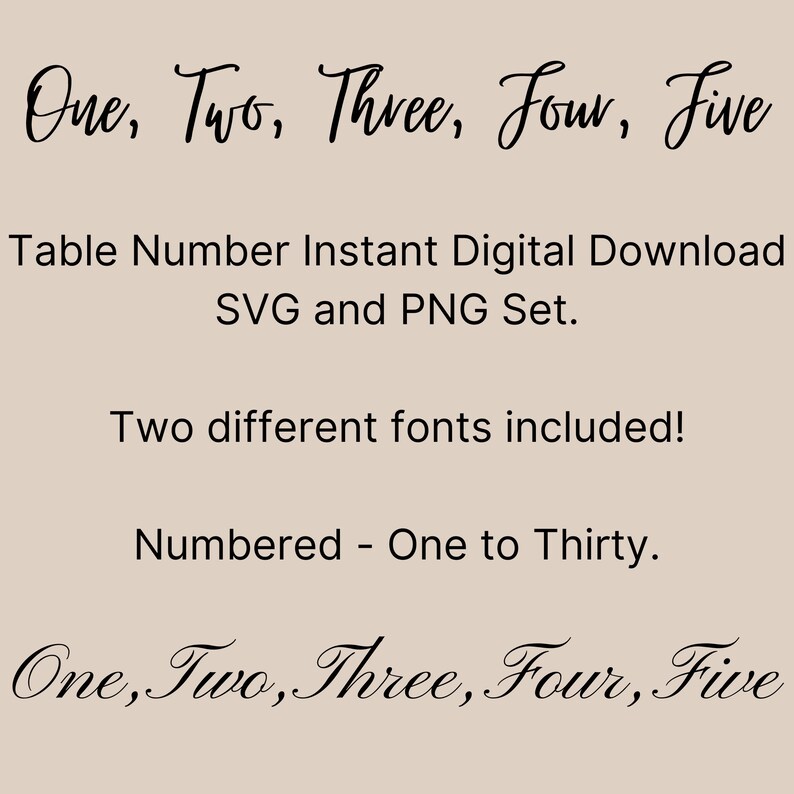 Table Number SVG Wedding Table Numbers Wedding SVG Numbers | Etsy