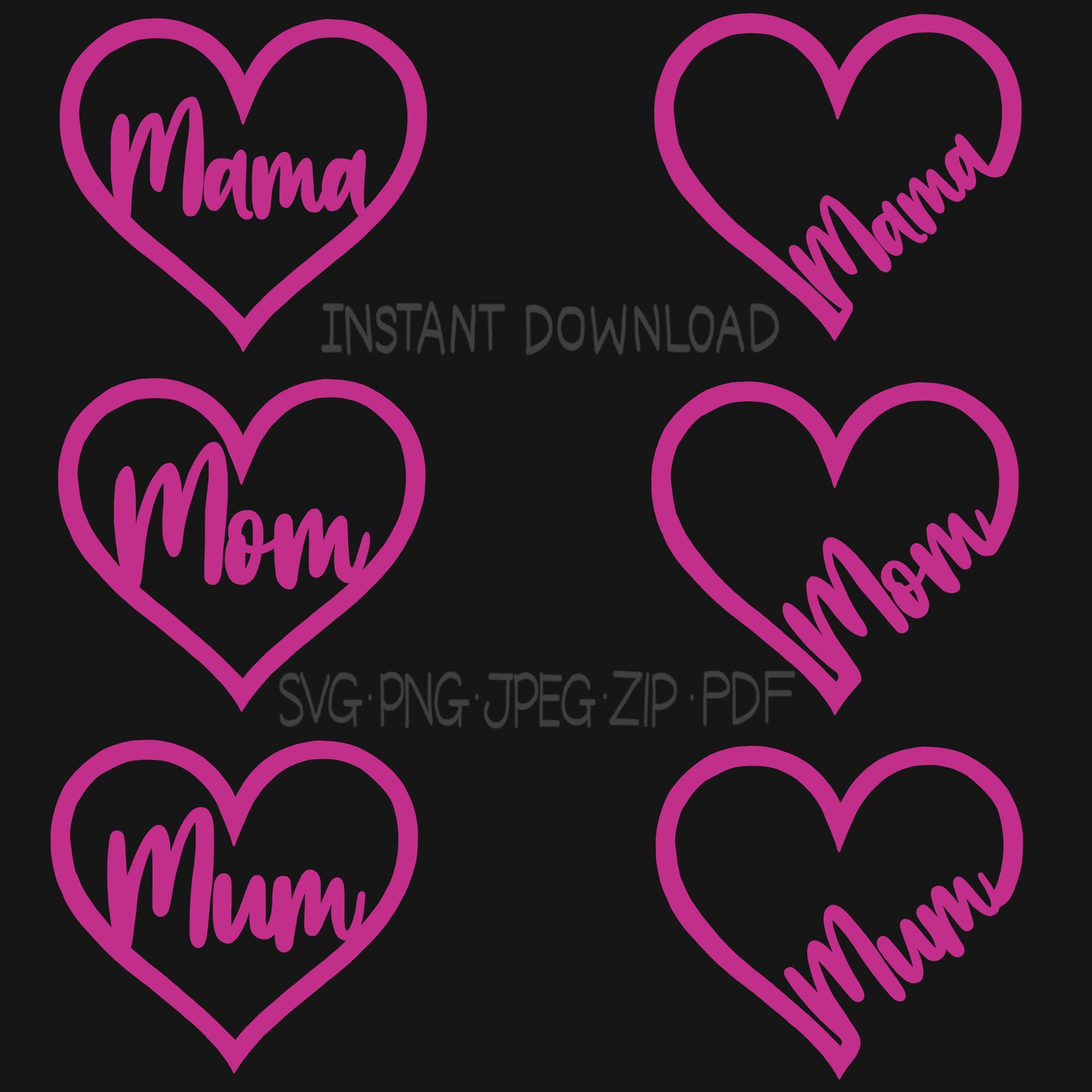 Mom Heart Svg Mothers Day Mama Mum Mom Heart Svg Etsy