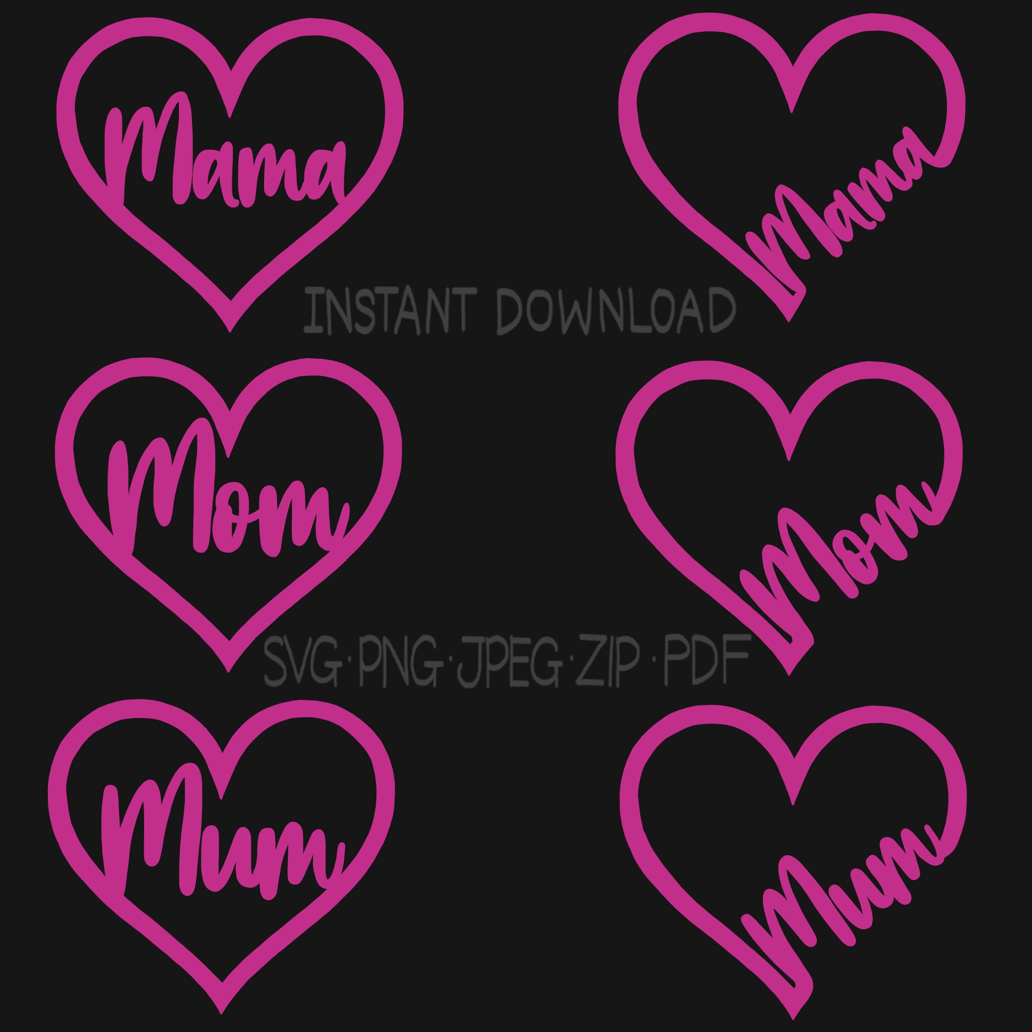 Mom Heart SVG Mother's Day Mama Mum Mom Heart SVG - Etsy