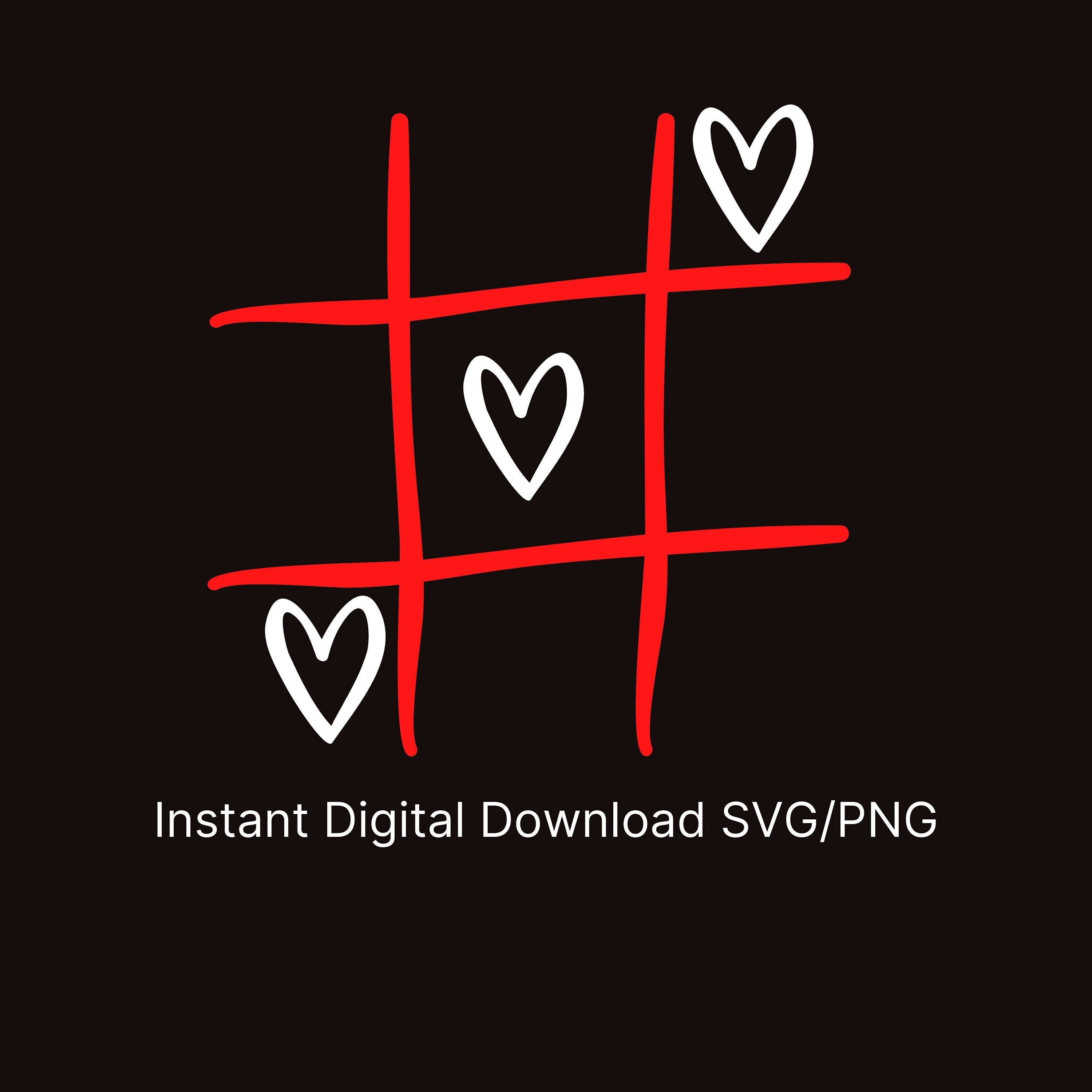 Valentine Love Tic Tac Toe Heart SVG PNG Instant Digital Download. Cute ...