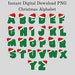 Christmas Alphabet PNG, Santa Hat Holiday Alphabet PNG, Initials for ...