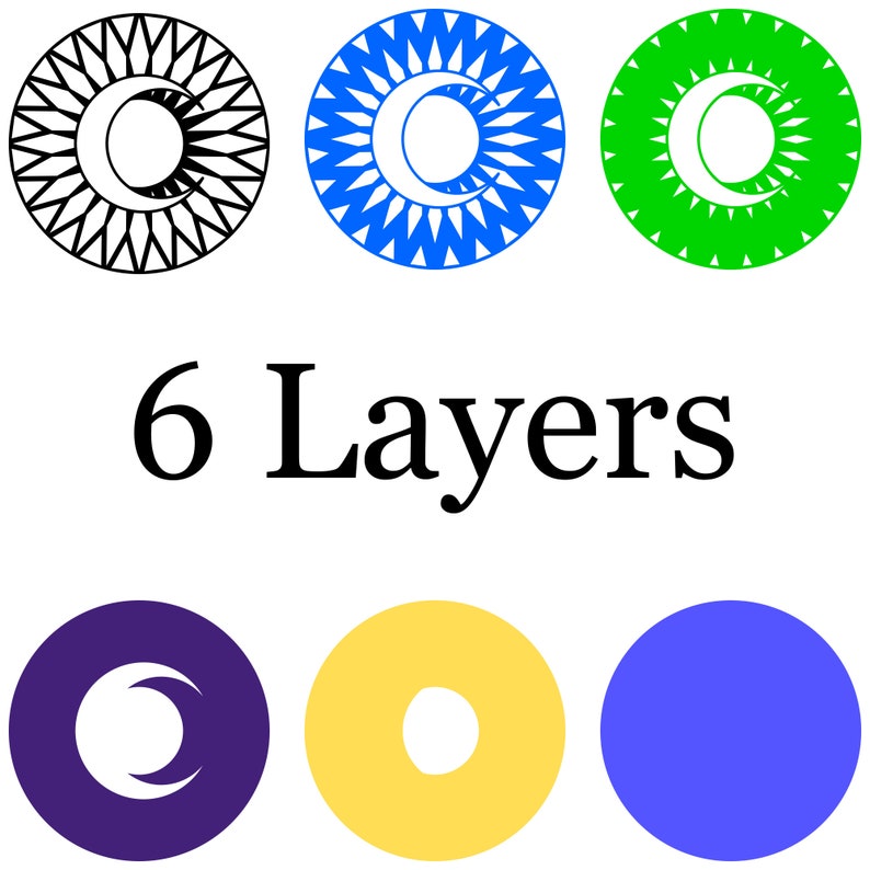 Layered Sun & Moon SVG, Cutfile, Cricut, Silhouette, Cardstock ...