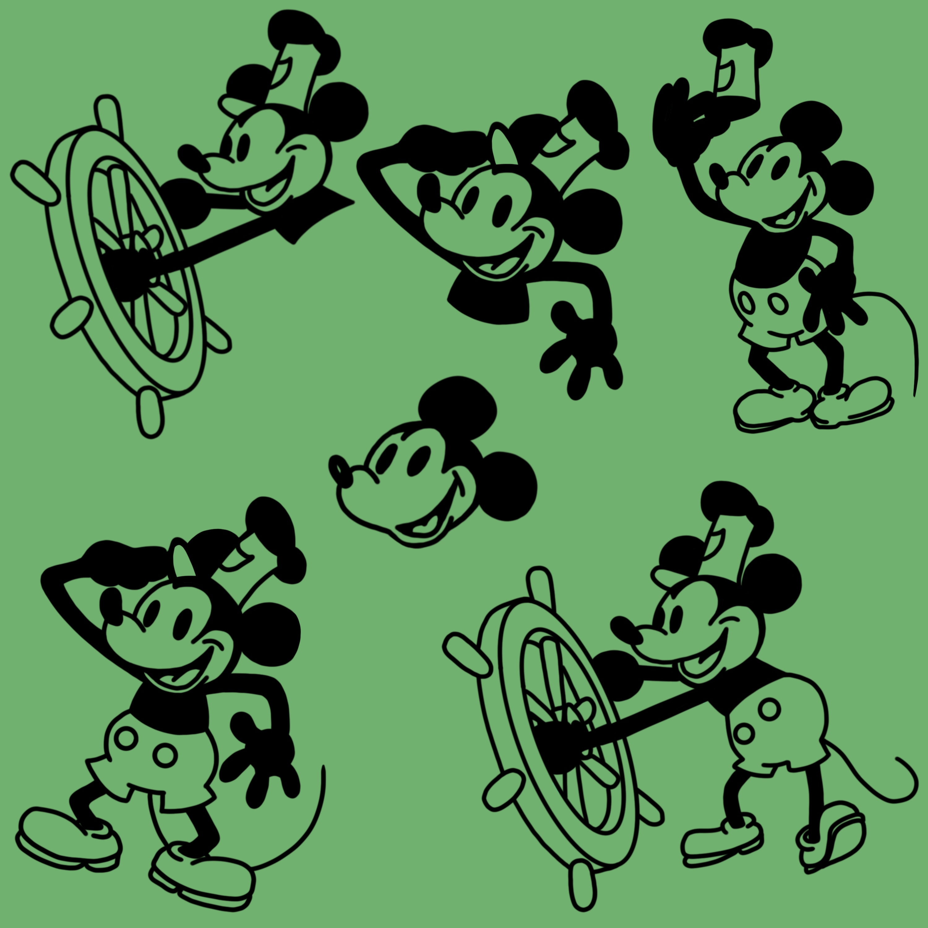 Handdrawn Steamboat Willie PNG Bundle, Nostalgic Cut File ...