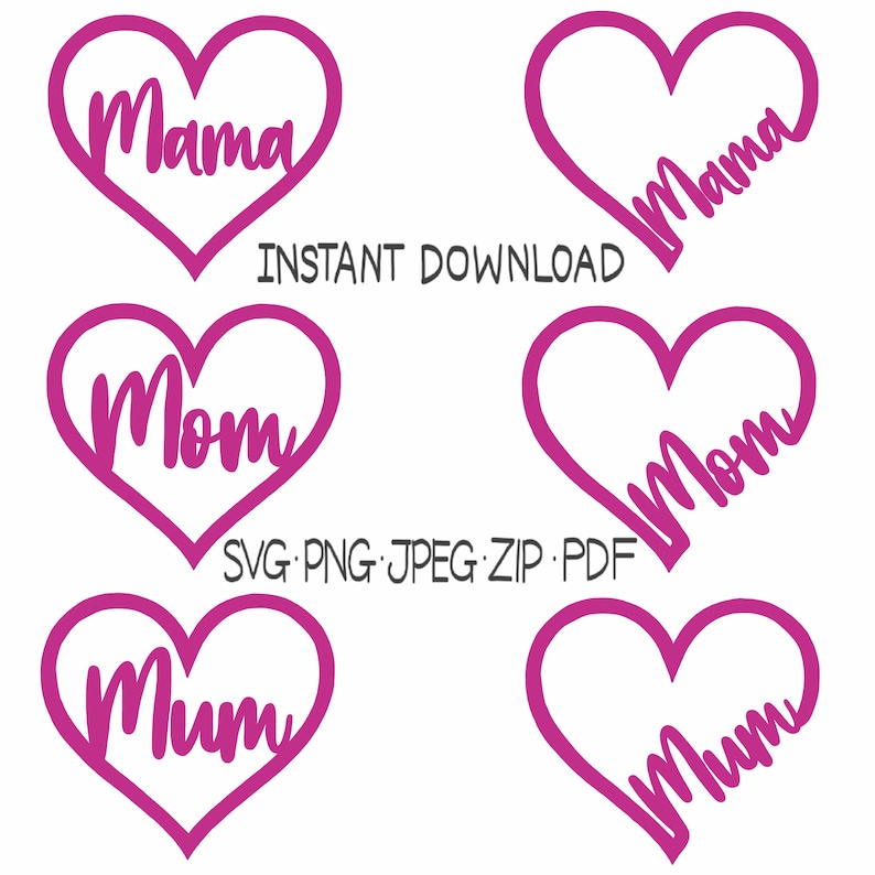 Mom Heart SVG Mother's Day Mama Mum Mom Heart SVG | Etsy