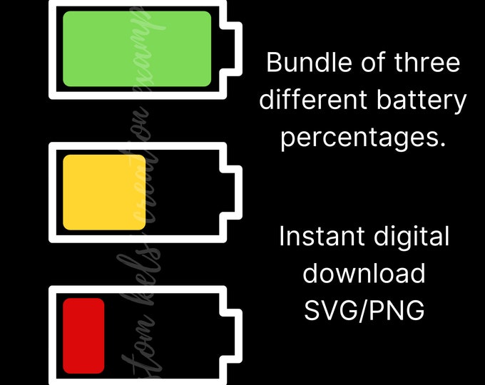 Battery Svg, Battery Svg Bundle, Low Battery Svg, Full Battery Svg ...