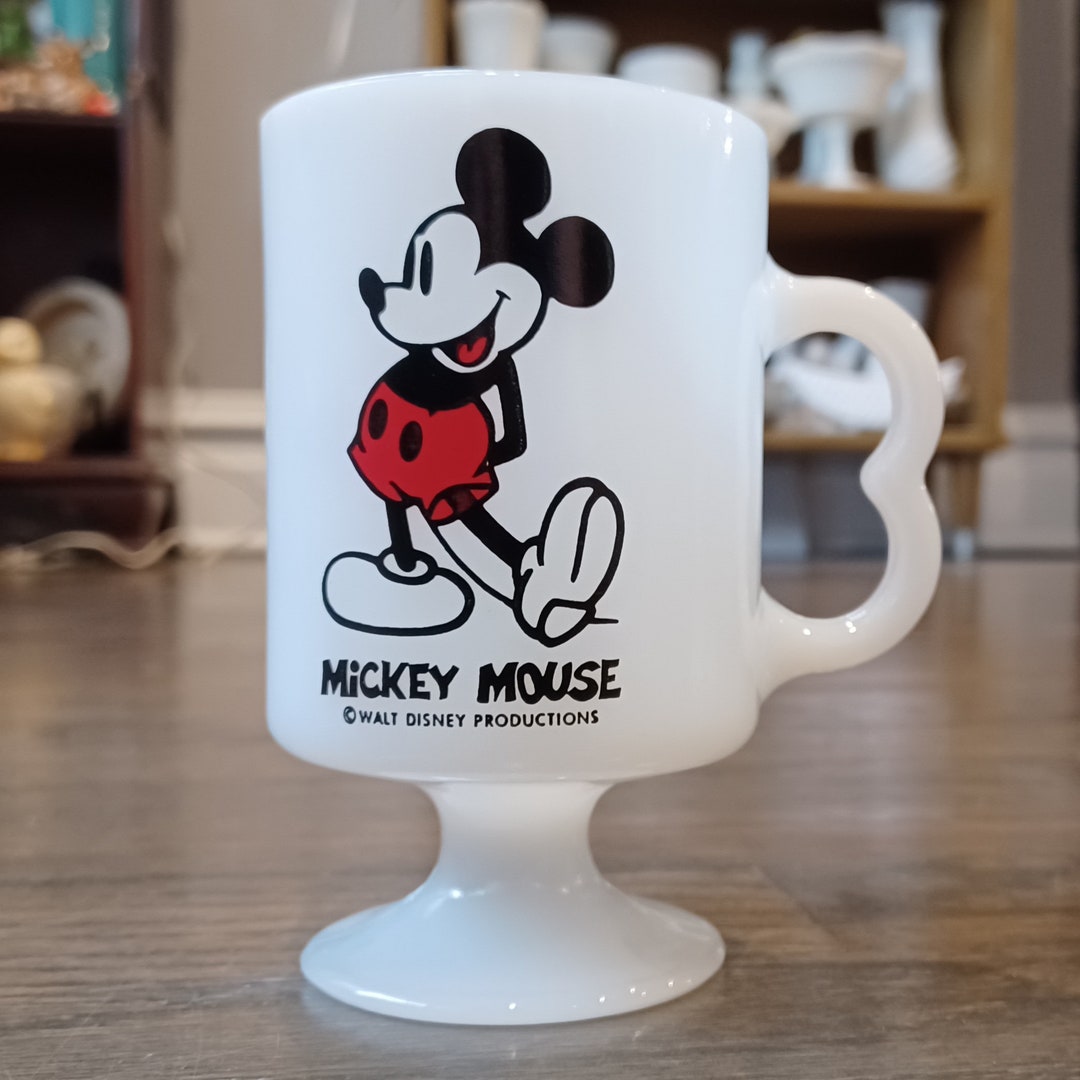 Vintage Disney Mickey Mouse Milk Glass Mug - Etsy