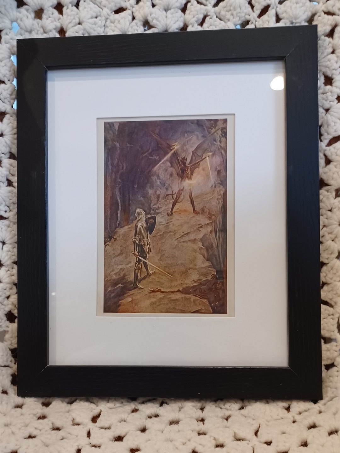 Christian Fights Apollyon From Pilgrim's Progress - Framed Demon Print ...