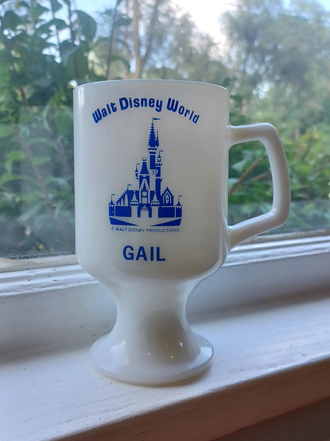 Vintage Walt Disney World Milk Glass Mug Monogrammed Gail - Etsy