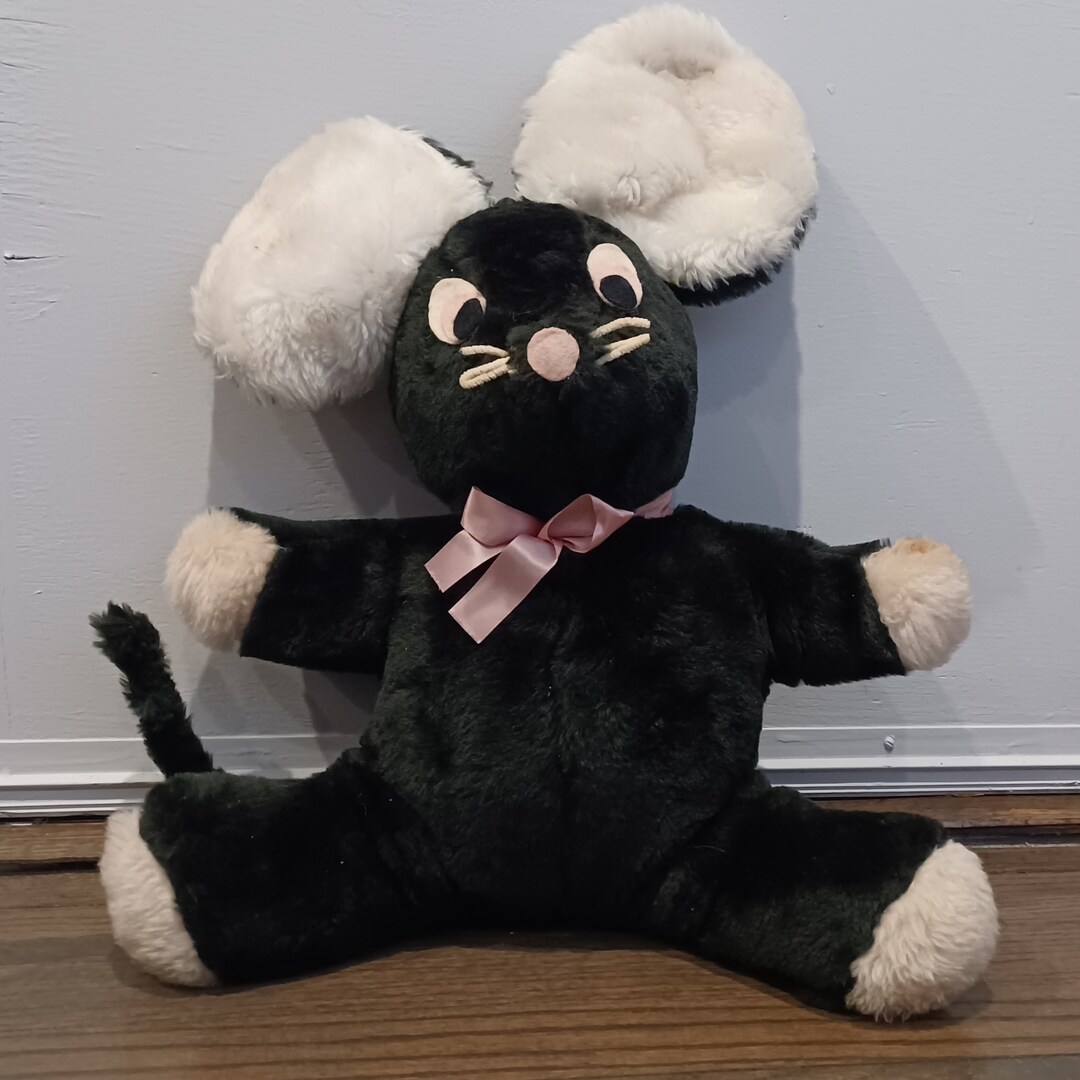 Vintage Plush Black Mouse - Etsy