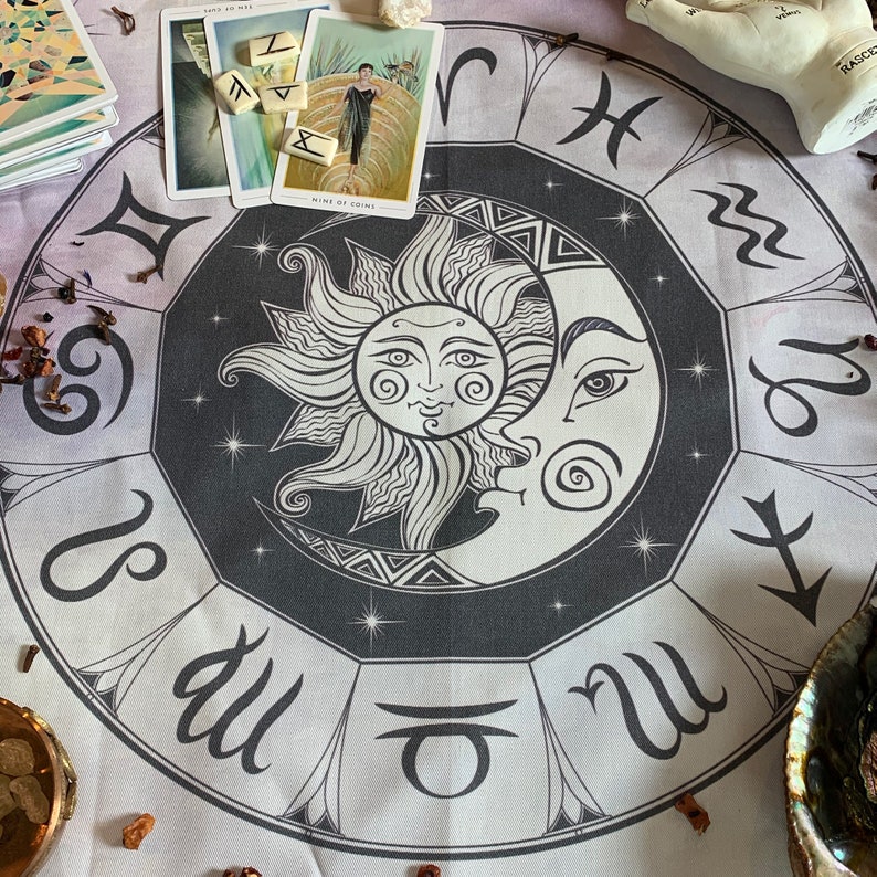 Altar Cloth Tarot Cloth Zodiac cotton Astrology Alter | Etsy