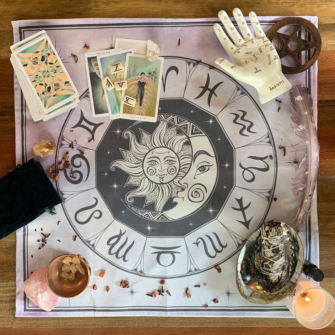 Altar Cloth Tarot Cloth Zodiac cotton Astrology Alter - Etsy