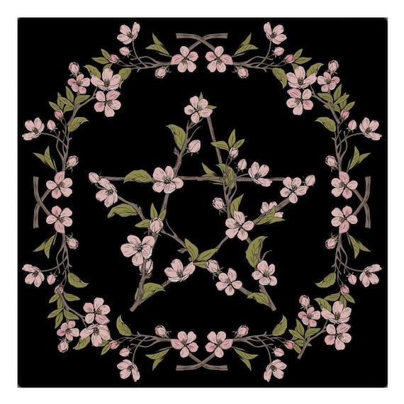 Altar Cloth Tarot Cloth Pink & Black Pentagram cotton - Etsy
