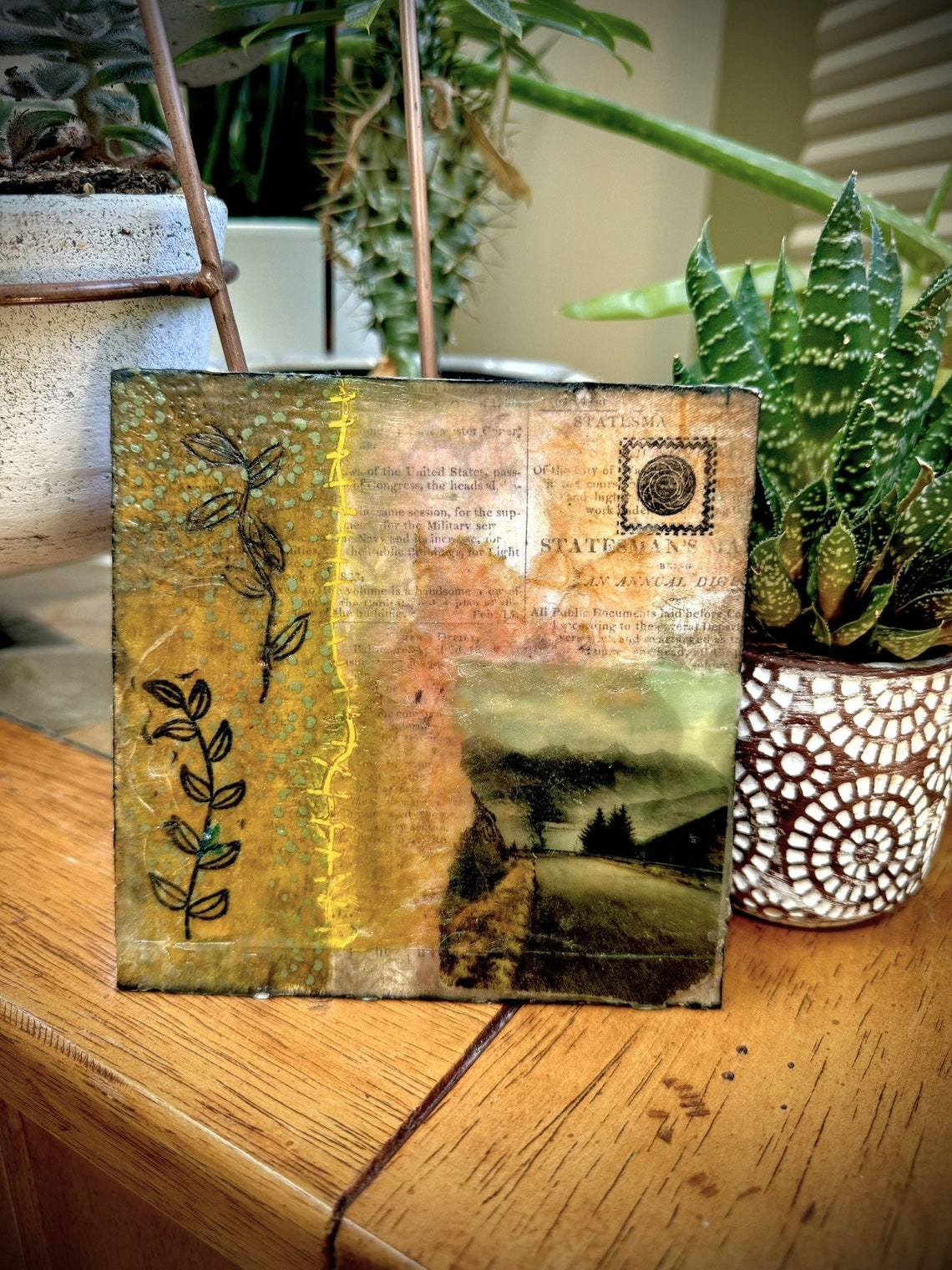 Original Mixed Media Encaustic Collage: on the Road - Etsy