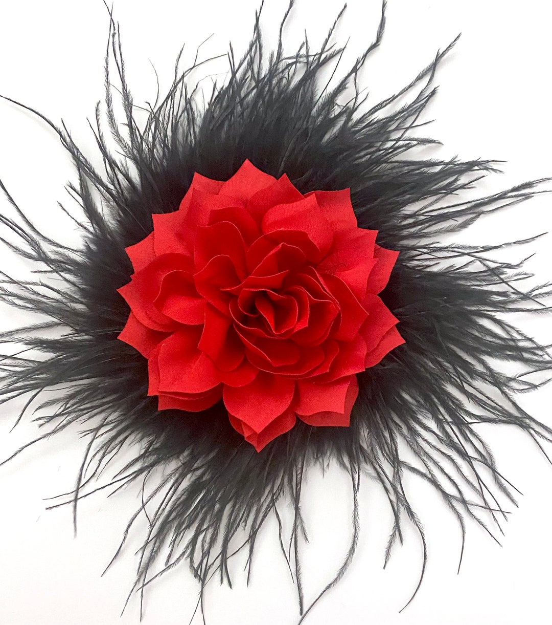 Red Black Feather Fascinator Hat Clip, Black Red Fascinator Hat Clip ...